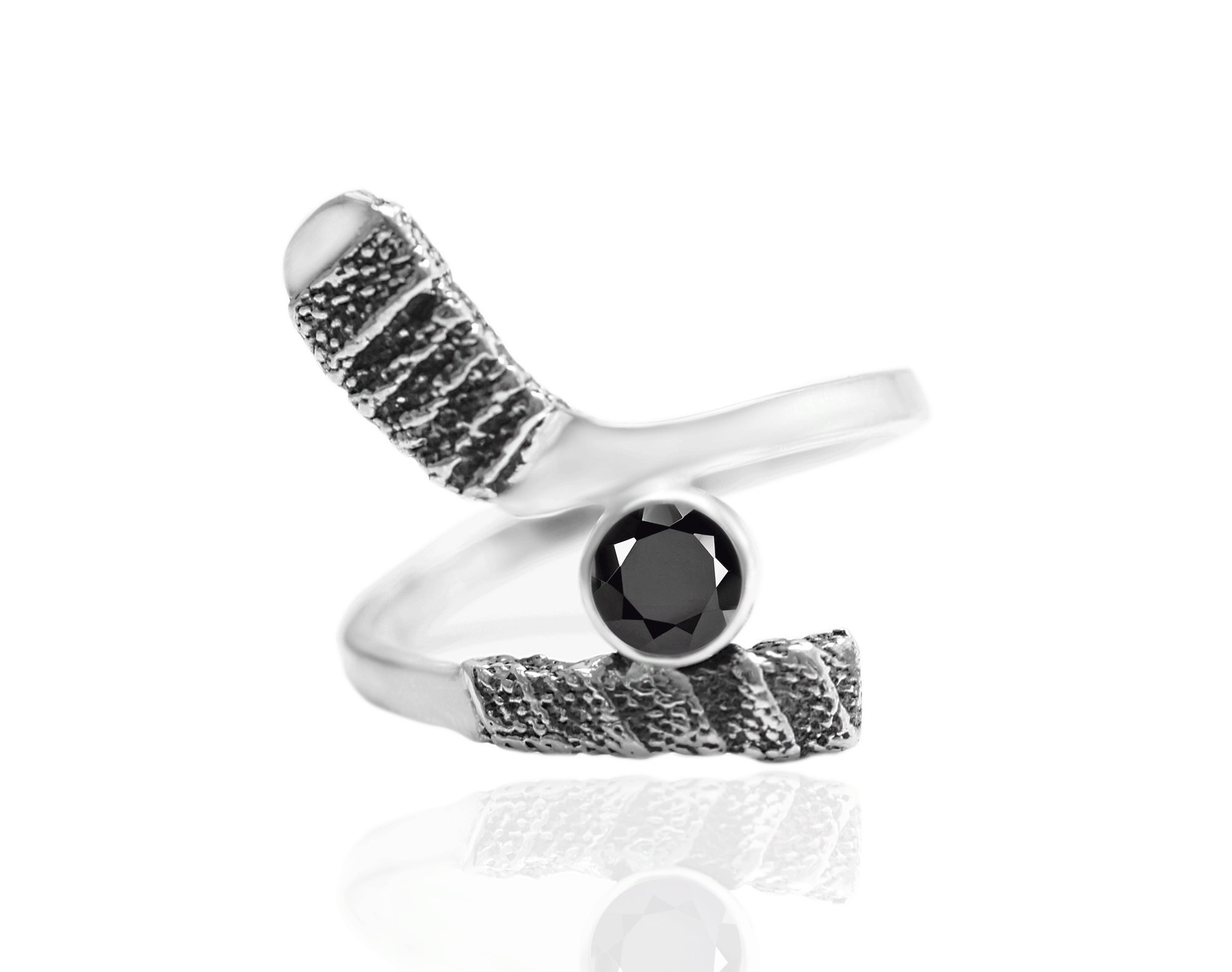 Sterling Silver Hockey Stick Ring With Stone